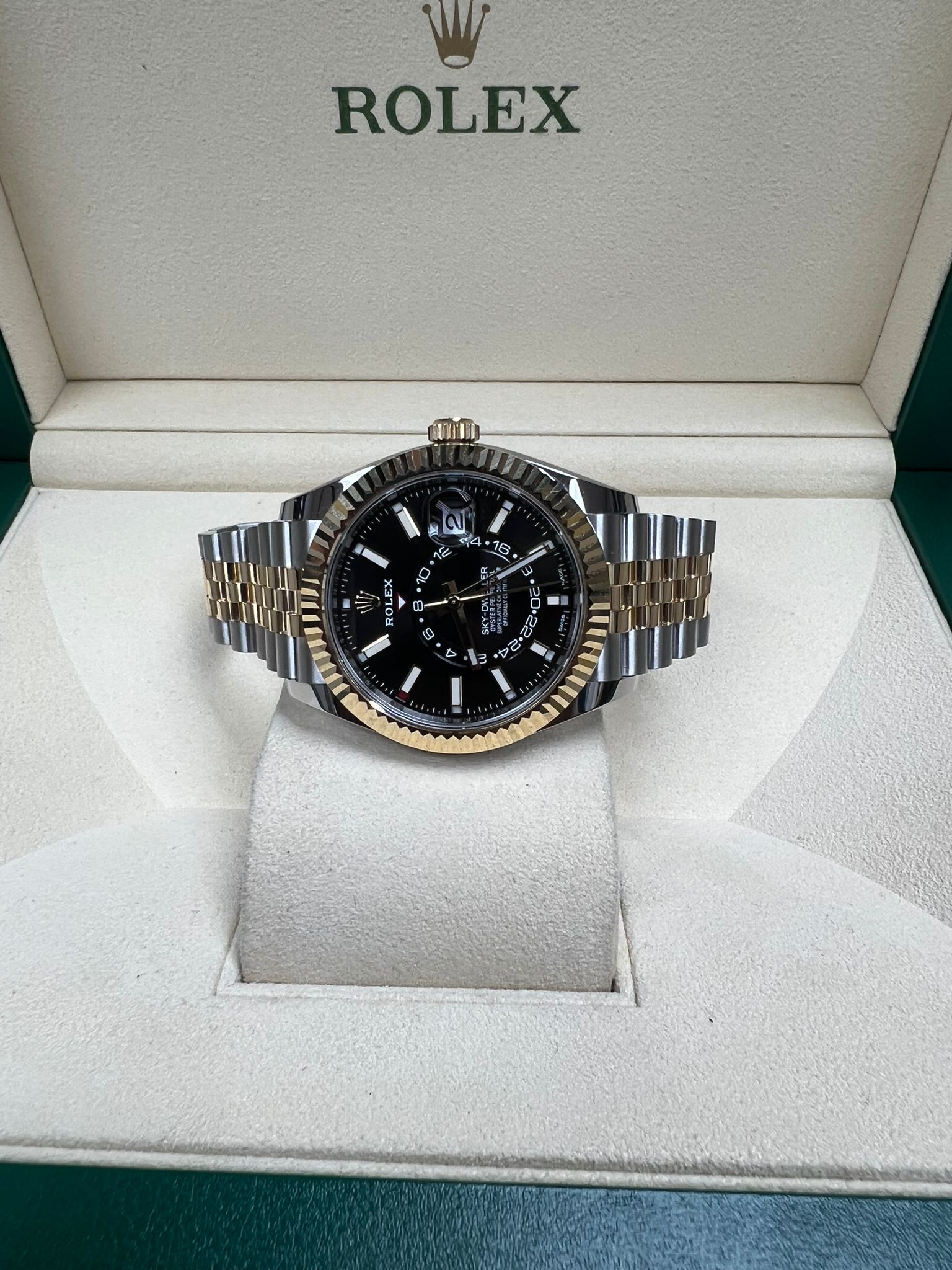 Rolex Sky-Dweller 42mm Two Tone Black & Yellow Gold Dial Jubilee 32693 ...